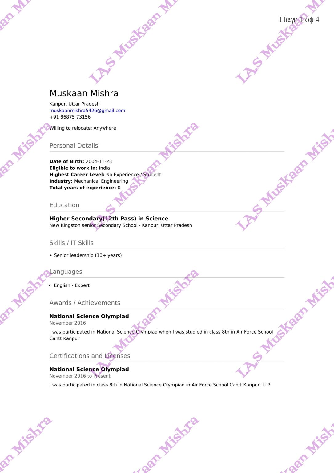 Muskaan Mishra on LinkedIn: My resume for job Muskaan Mishra on LinkedIn: My resume for job