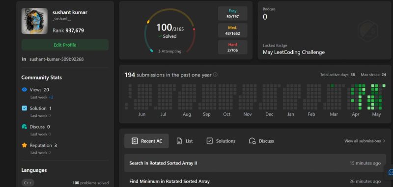Sushant kumar on LinkedIn: #leetcode #coding Sushant kumar on LinkedIn: #leetcode #coding