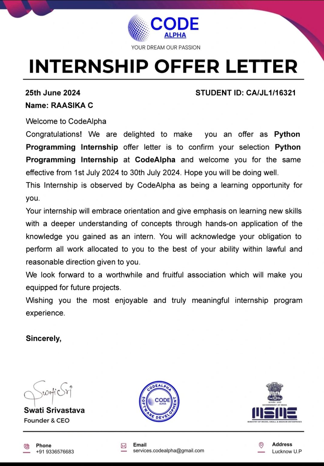 Raasika c on LinkedIn: #python #softwaredevelopment #internship # ... Raasika c on LinkedIn: #python #softwaredevelopment #internship # ...