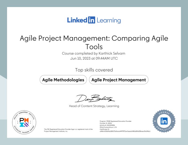 Karthick Selvam on LinkedIn: Certificate of Completion Karthick Selvam on LinkedIn: Certificate of Completion