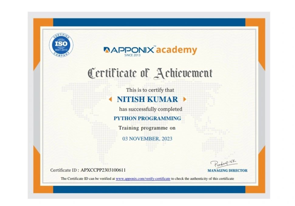 Nitish Kumar on LinkedIn: Completed Python programming🤗 Nitish Kumar on LinkedIn: Completed Python programming🤗