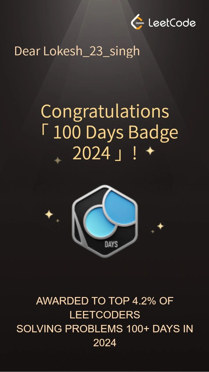 Lokesh Singh on LinkedIn: #leetcode #dsa #leetcodebadge Lokesh Singh on LinkedIn: #leetcode #dsa #leetcodebadge