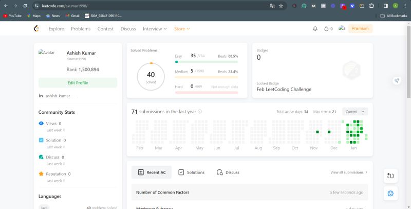 Ashish Kumar on LinkedIn: I have solved 40 questions on #Leetcode ... Ashish Kumar on LinkedIn: I have solved 40 questions on #Leetcode ...