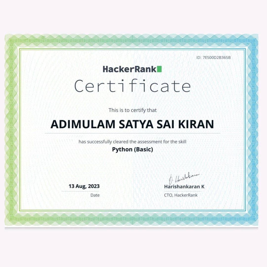 Satya Sai Kiran Adimulam on LinkedIn: #pythonprogramming # ... Satya Sai Kiran Adimulam on LinkedIn: #pythonprogramming # ...