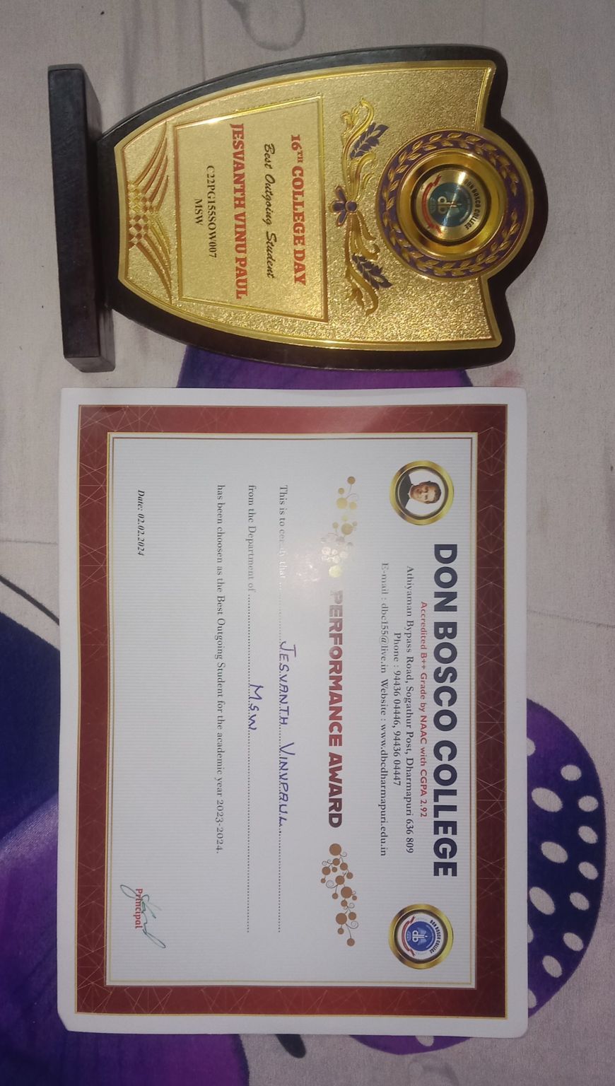 Jesvanth VinuPaul M on LinkedIn: #beststudent #perfomanceaward Jesvanth VinuPaul M on LinkedIn: #beststudent #perfomanceaward