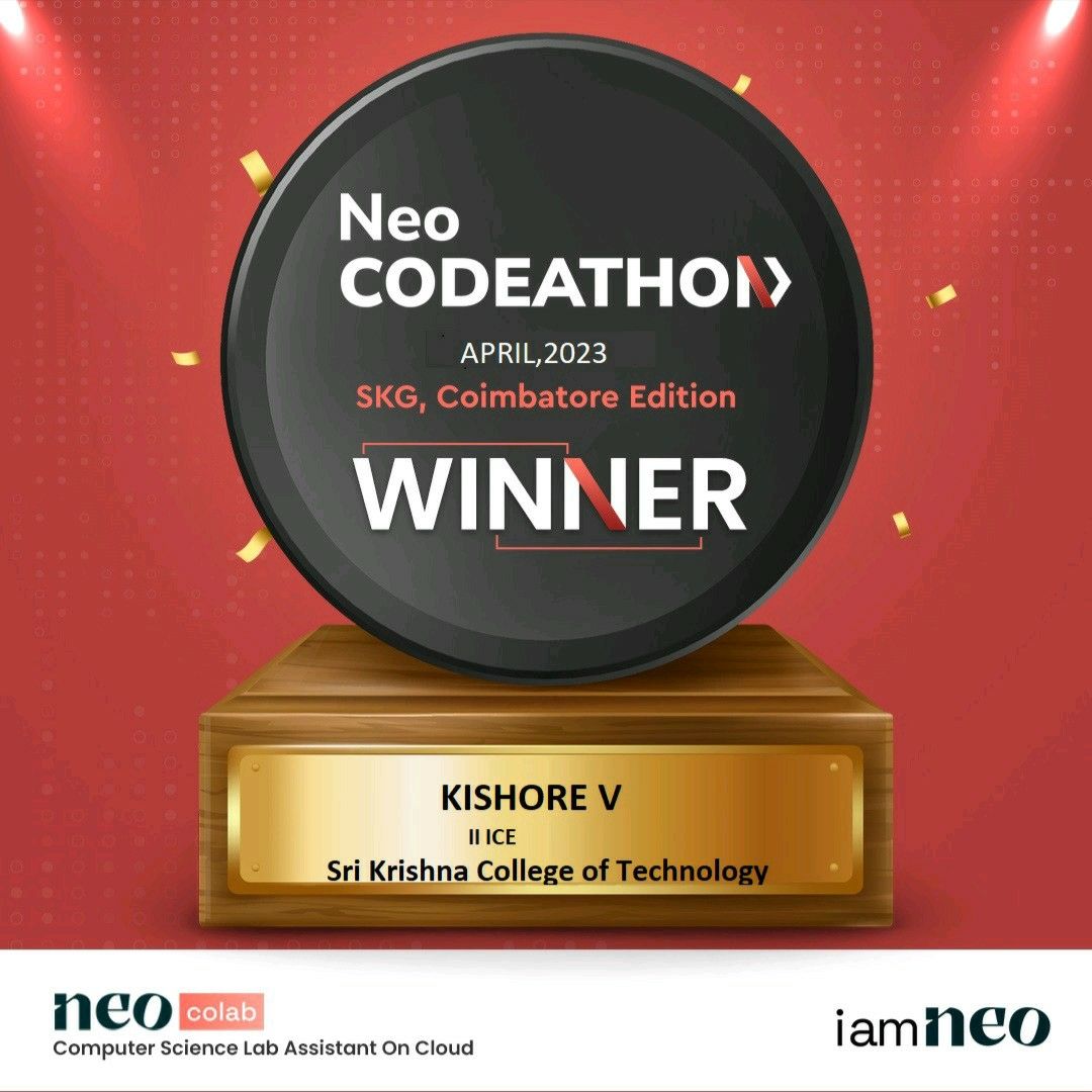 Kishore Vellingiri on LinkedIn: #success #iamneo #codeathon #java #c # ... Kishore Vellingiri on LinkedIn: #success #iamneo #codeathon #java #c # ...