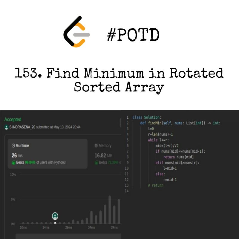 S. INDRASENA on LinkedIn: #leetcode #dsa #python #problem153 # ... S. INDRASENA on LinkedIn: #leetcode #dsa #python #problem153 # ...