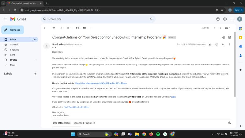 Jai Prakash Ramesh on LinkedIn: #shadowfox #python #internship # ... Jai Prakash Ramesh on LinkedIn: #shadowfox #python #internship # ...