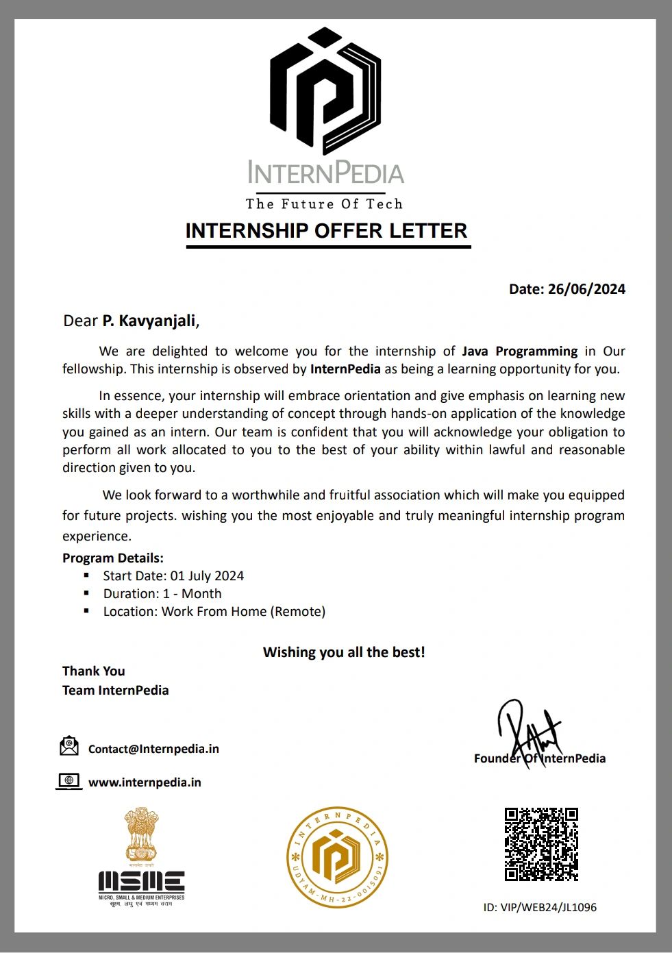 Pasala Kavyanjali on LinkedIn: #internpedia #interupediainternship # ... Pasala Kavyanjali on LinkedIn: #internpedia #interupediainternship # ...