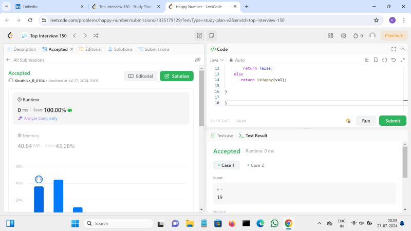 Kiruthika R on LinkedIn: Day 22 challenge on LeetCode complete! Tackled ... Kiruthika R on LinkedIn: Day 22 challenge on LeetCode complete! Tackled ...