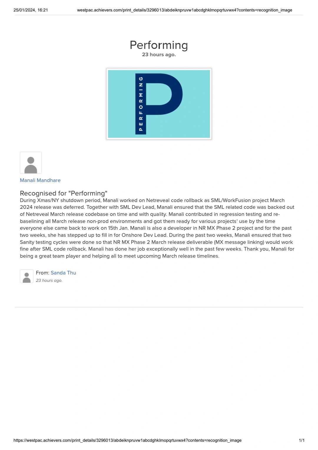 Manali Mandhare on LinkedIn: #clientappreciation #infosys #westpac Manali Mandhare on LinkedIn: #clientappreciation #infosys #westpac
