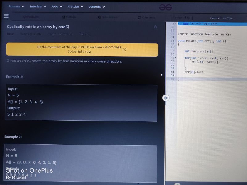Biswajit Dash on LinkedIn: Cyclically rotate an array by One Element ... Biswajit Dash on LinkedIn: Cyclically rotate an array by One Element ...