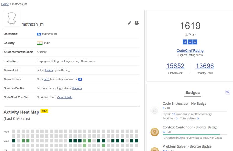 Mathesh M on LinkedIn: #codechef #coding #achievementunlocked Mathesh M on LinkedIn: #codechef #coding #achievementunlocked