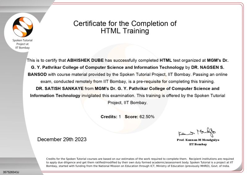 Abhishek Dube on LinkedIn: #html #webdevelopment #certification Abhishek Dube on LinkedIn: #html #webdevelopment #certification