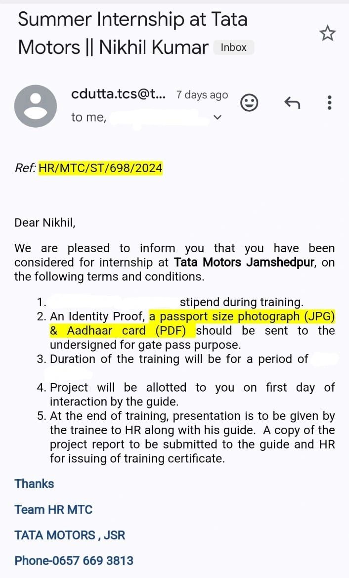Nikhil Kumar Dubey on LinkedIn: #internship #tatamotors | 10 comments Nikhil Kumar Dubey on LinkedIn: #internship #tatamotors | 10 comments