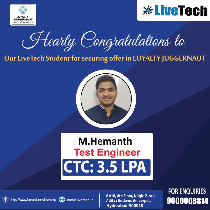LiveTech QA on LinkedIn: LiveTech Placed Student in Loyalty Juggernaut ... LiveTech QA on LinkedIn: LiveTech Placed Student in Loyalty Juggernaut ...