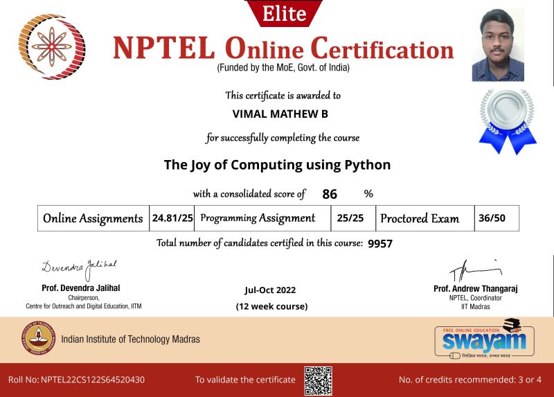 Vimal Mathew B on LinkedIn: #python #nptel #nptel #learning #python # ... Vimal Mathew B on LinkedIn: #python #nptel #nptel #learning #python # ...