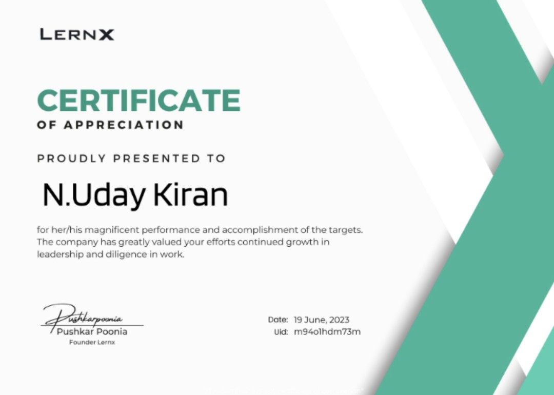 Uday Kiran n on LinkedIn: #lernx Uday Kiran n on LinkedIn: #lernx