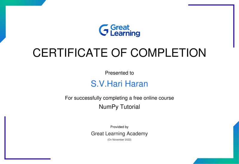 HARIHARAN S V on LinkedIn: #numpy #datascience #greatlearningacademy # ... HARIHARAN S V on LinkedIn: #numpy #datascience #greatlearningacademy # ...