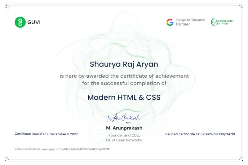 Shaurya Raj Aryan on LinkedIn: I successfully completed my HTML & CSS ... Shaurya Raj Aryan on LinkedIn: I successfully completed my HTML & CSS ...