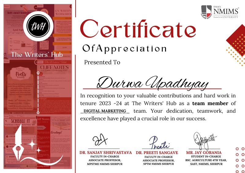 Durwa upadhyay on LinkedIn: #thewritershub #certification #gratitude # ... Durwa upadhyay on LinkedIn: #thewritershub #certification #gratitude # ...