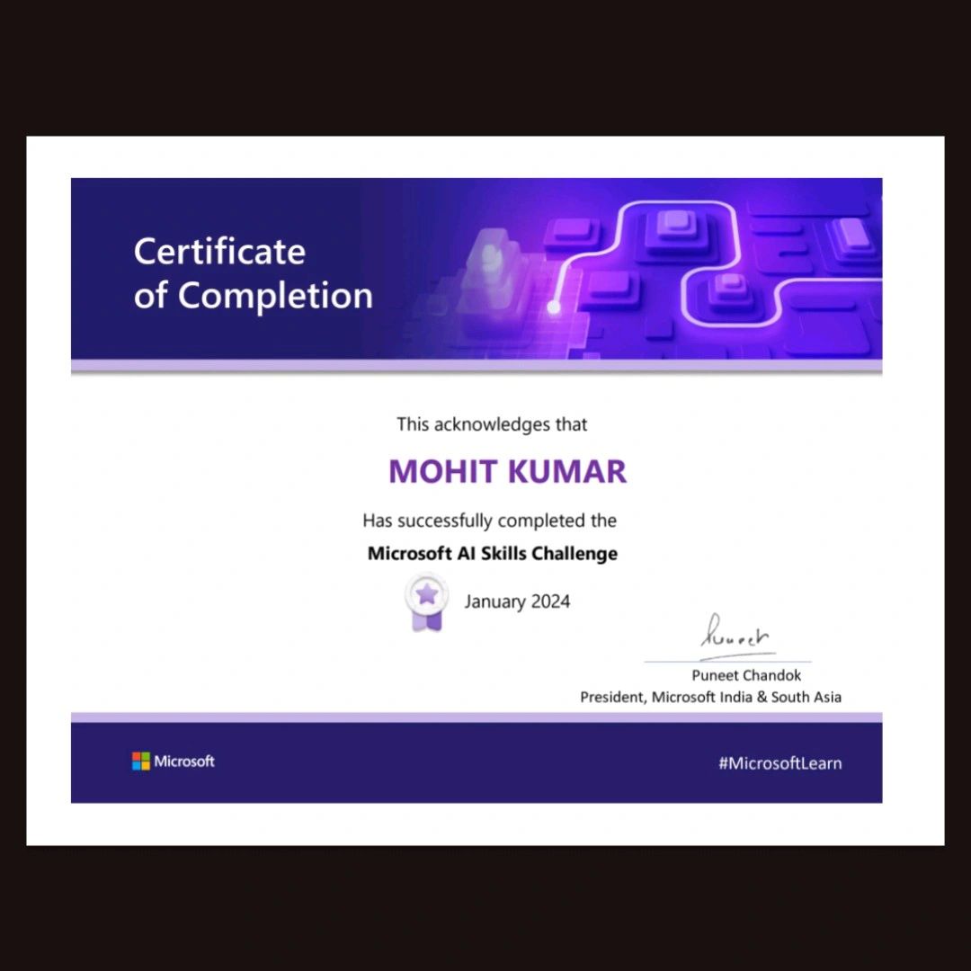 Mohit kumar on LinkedIn: #micorsoft #aicommunity #ai #niet #noida Mohit kumar on LinkedIn: #micorsoft #aicommunity #ai #niet #noida