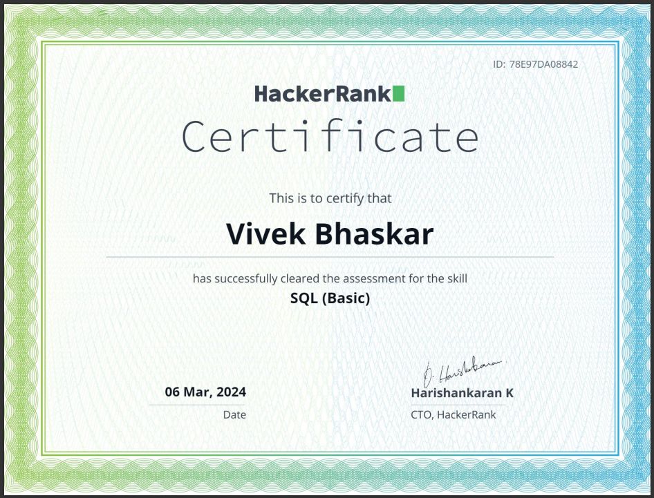 Vivek Bhaskar on LinkedIn: #sql #certification #professionaldevelopment ... Vivek Bhaskar on LinkedIn: #sql #certification #professionaldevelopment ...