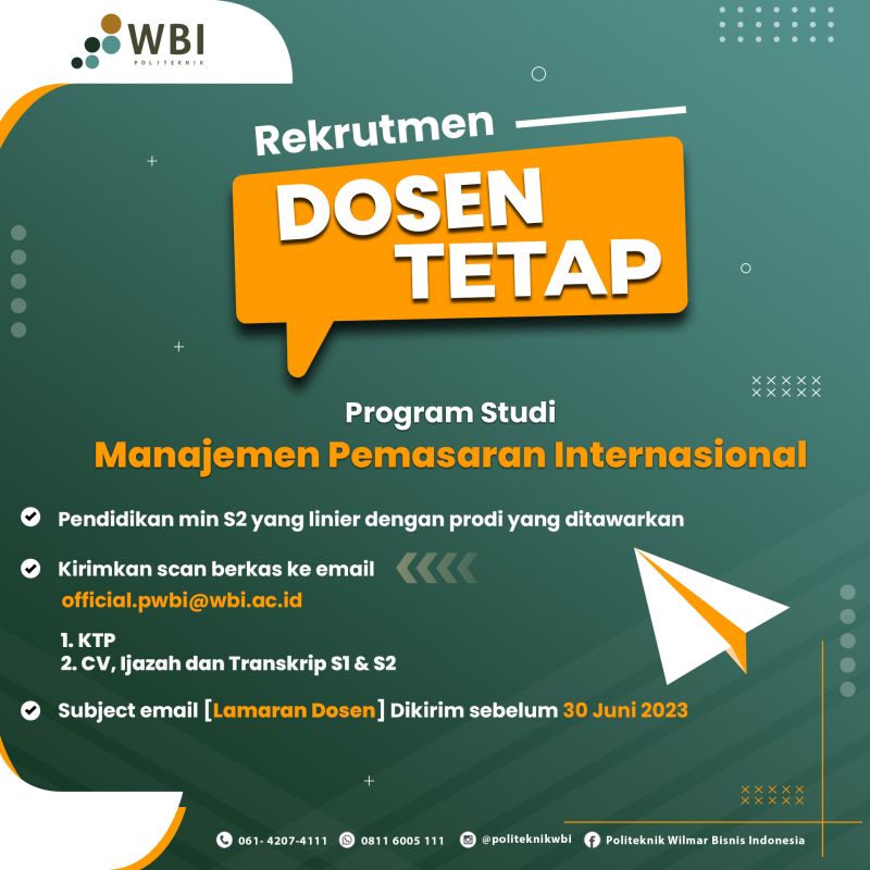 Politeknik WBI on LinkedIn: JOIN US!! Dosen Tetap Program Studi ... Politeknik WBI on LinkedIn: JOIN US!! Dosen Tetap Program Studi ...