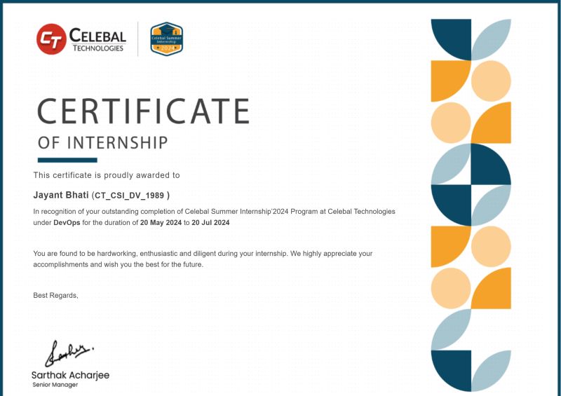 Jayant Bhati on LinkedIn: #devops #internship #celebaltechnologies # ... Jayant Bhati on LinkedIn: #devops #internship #celebaltechnologies # ...