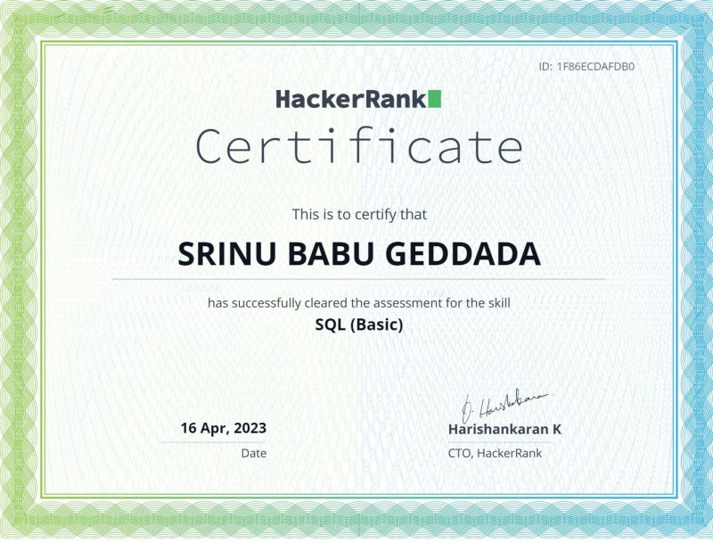SRINU BABU GEDDADA on LinkedIn: I am happy to share this successfully ... SRINU BABU GEDDADA on LinkedIn: I am happy to share this successfully ...