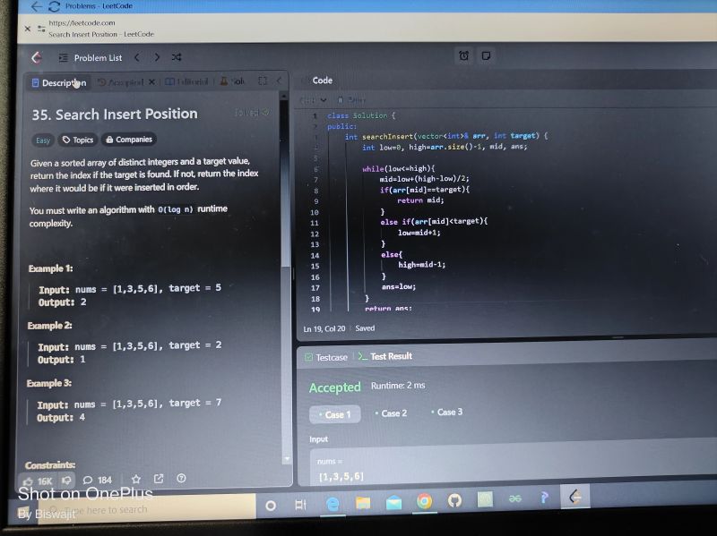 Biswajit Dash on LinkedIn: Search insert position problem solving usingβ¦ Biswajit Dash on LinkedIn: Search insert position problem solving usingβ¦