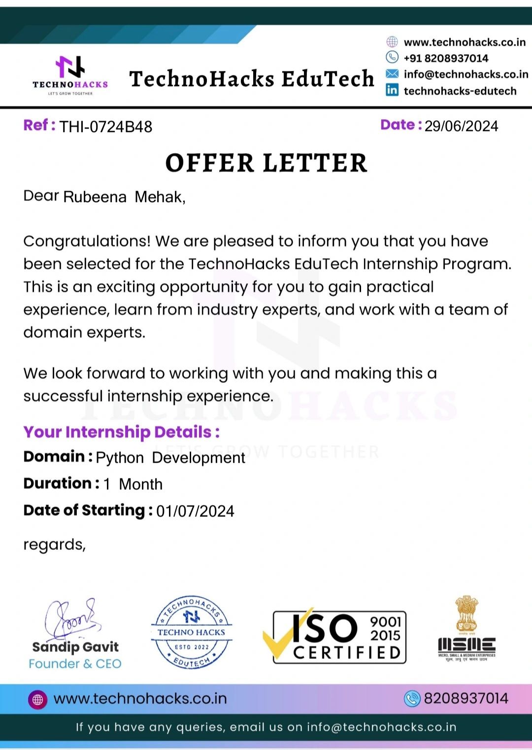 Rubeena Mehak on LinkedIn: I am thrilled to share that I have accepted ... Rubeena Mehak on LinkedIn: I am thrilled to share that I have accepted ...