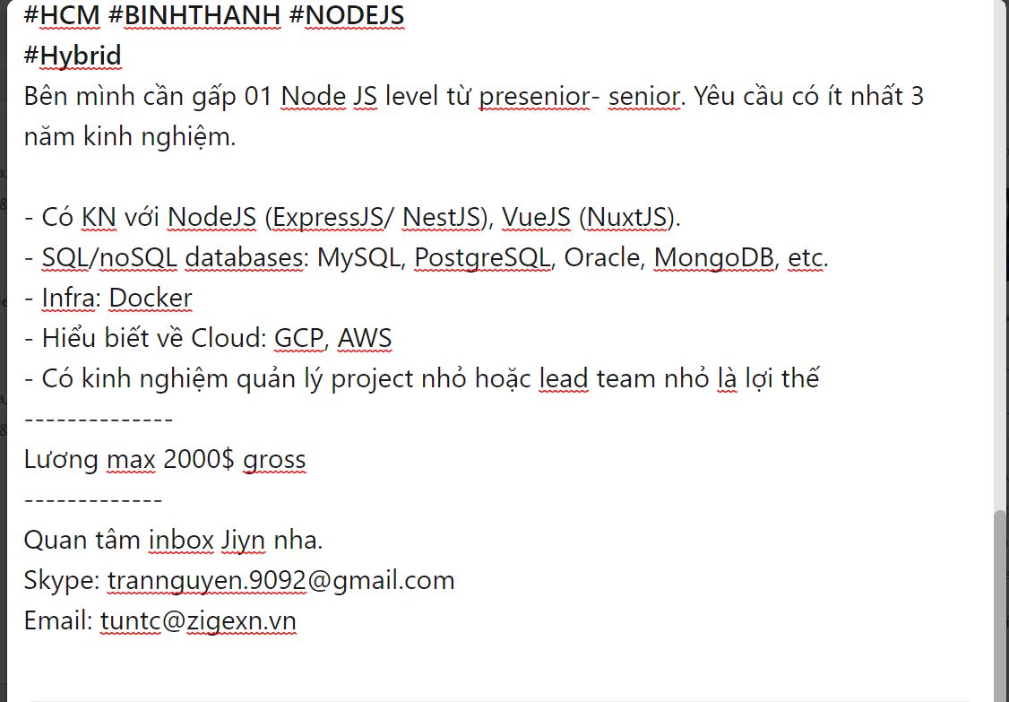 Jiyn Nguyen on LinkedIn: #hcm #nodejs #hybrid Jiyn Nguyen on LinkedIn: #hcm #nodejs #hybrid