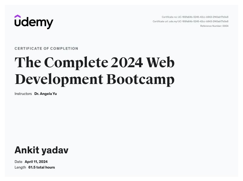 Ankit Yadav on LinkedIn: #webdevelopment #certification #continuouslearning Ankit Yadav on LinkedIn: #webdevelopment #certification #continuouslearning