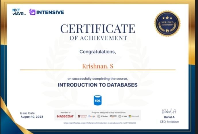 Krishnan Sivagnanam on LinkedIn: #sql #sql #ccbp #nxtwave Krishnan Sivagnanam on LinkedIn: #sql #sql #ccbp #nxtwave