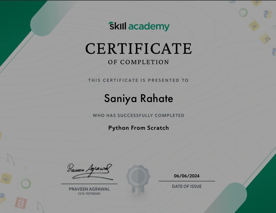 Saniya Rahate on LinkedIn: #python #codingskills Saniya Rahate on LinkedIn: #python #codingskills