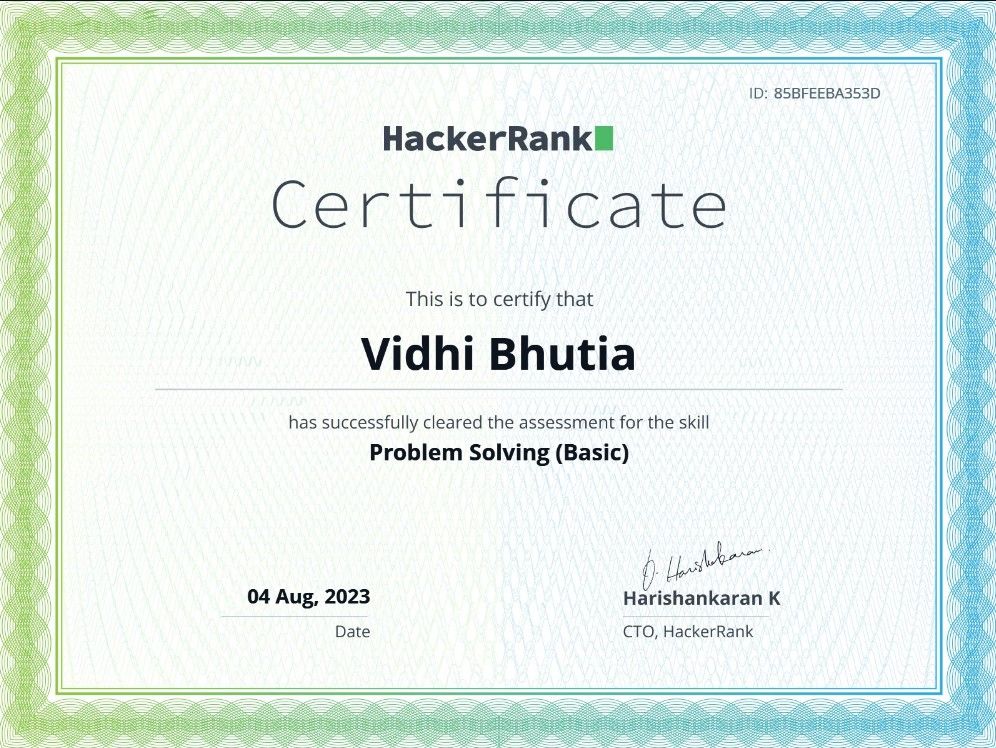 Vidhi Bhutia on LinkedIn: #problemsolving #certificationachievement # ... Vidhi Bhutia on LinkedIn: #problemsolving #certificationachievement # ...
