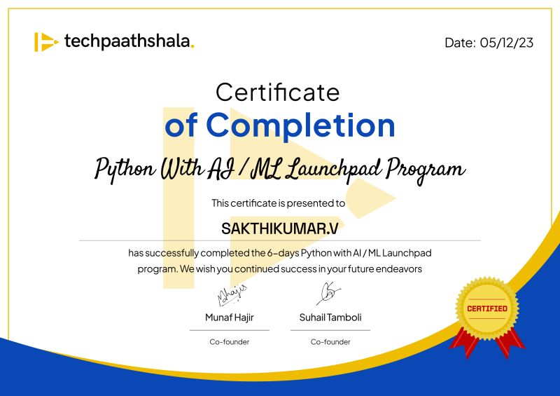 SAKTHIKUMAR V on LinkedIn: #techpaathshala #python #ai #machinelearning ... SAKTHIKUMAR V on LinkedIn: #techpaathshala #python #ai #machinelearning ...