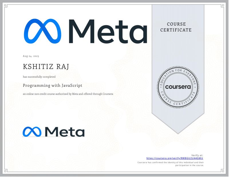 KSHITIZ RAJ on LinkedIn: #coursera #frontenddevelopment #javascript KSHITIZ RAJ on LinkedIn: #coursera #frontenddevelopment #javascript