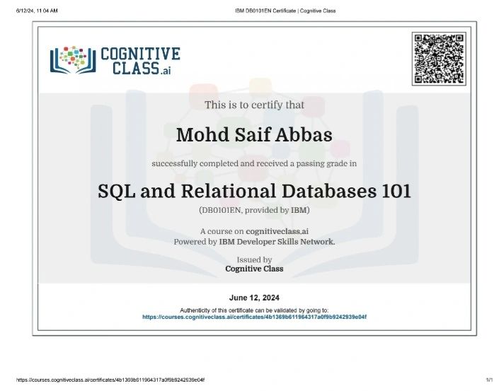 Mohd Saif Abbas on LinkedIn: #mysql #sql #certification Mohd Saif Abbas on LinkedIn: #mysql #sql #certification