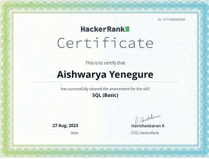 Aishwarya Yenegure on LinkedIn: #sql #database #hackerrank # ... Aishwarya Yenegure on LinkedIn: #sql #database #hackerrank # ...