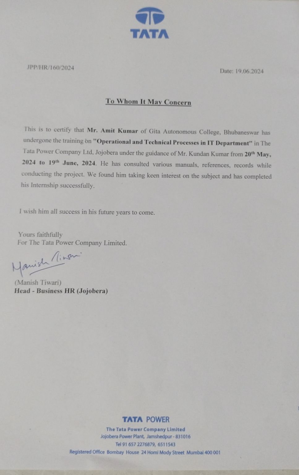 Amit Kumar on LinkedIn: #internship #tatapower #professionalgrowth # ... Amit Kumar on LinkedIn: #internship #tatapower #professionalgrowth # ...