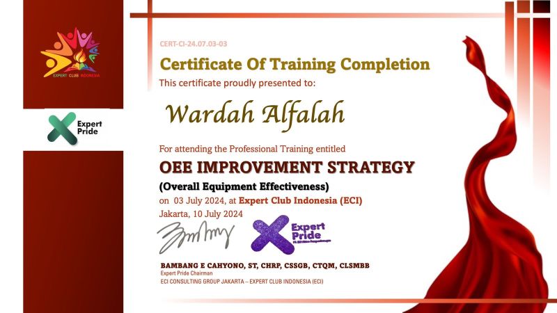 Wardah Alfalah on LinkedIn: OEE IMPROVEMENT STRATEGY Training 1. Total ... Wardah Alfalah on LinkedIn: OEE IMPROVEMENT STRATEGY Training 1. Total ...