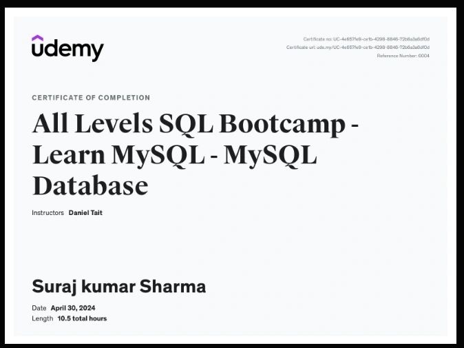 Suraj Kumar Sharma on LinkedIn: #mysql #sql #database #certification Suraj Kumar Sharma on LinkedIn: #mysql #sql #database #certification
