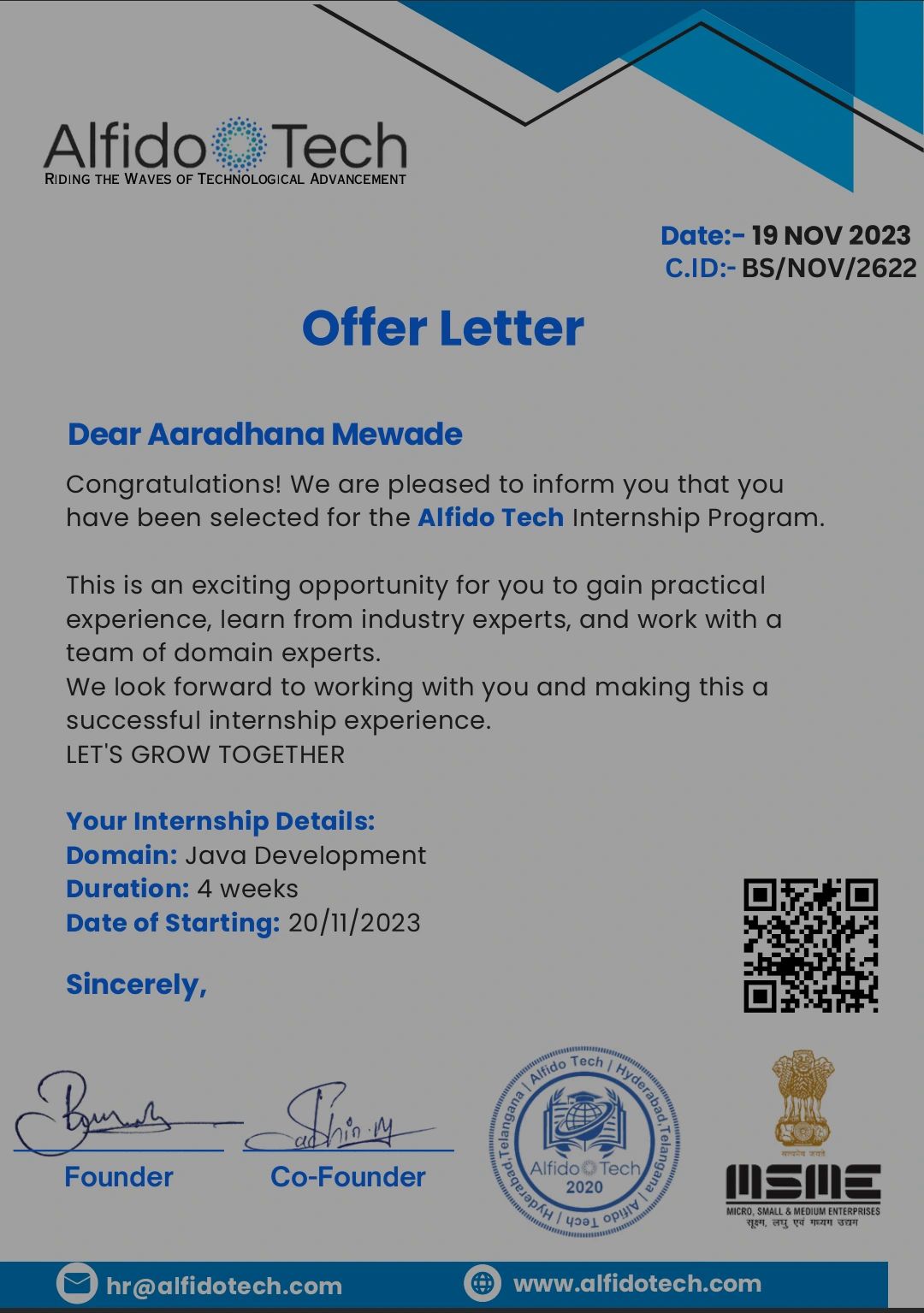 Aaradhana Mewade on LinkedIn: #internship #javadevelopment #alfidotech ... Aaradhana Mewade on LinkedIn: #internship #javadevelopment #alfidotech ...
