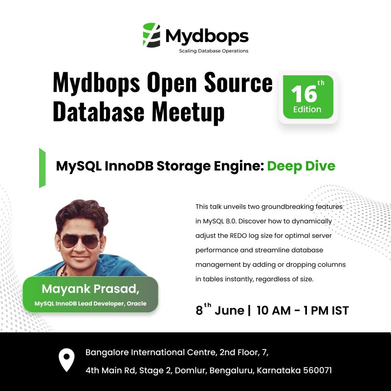 Kabilesh P.R on LinkedIn: #mysql #databases #mydbops #meetup # ... Kabilesh P.R on LinkedIn: #mysql #databases #mydbops #meetup # ...