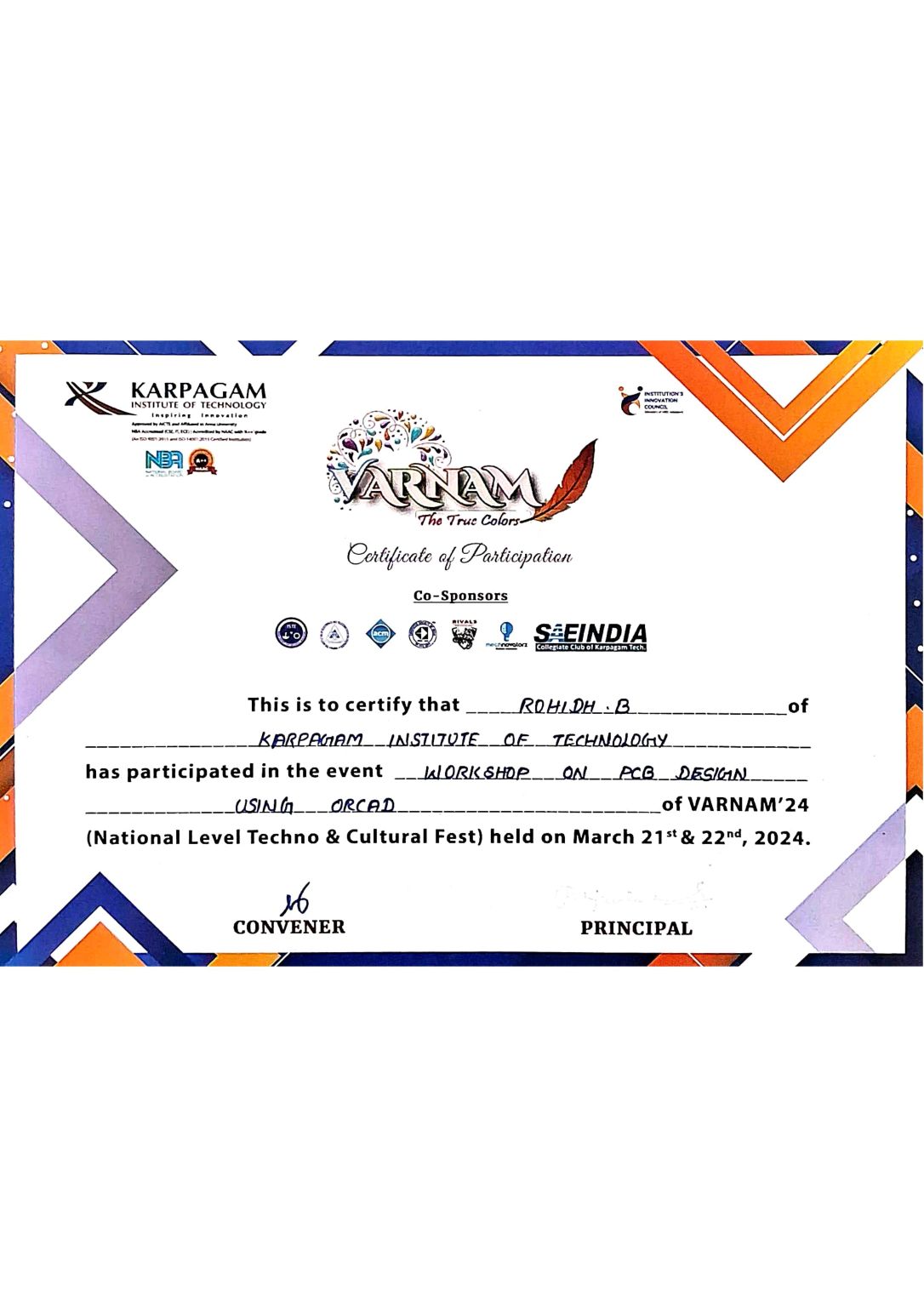 Rohidh Rohidh on LinkedIn: #varnam #kit #pcb #certificate #workshop Rohidh Rohidh on LinkedIn: #varnam #kit #pcb #certificate #workshop