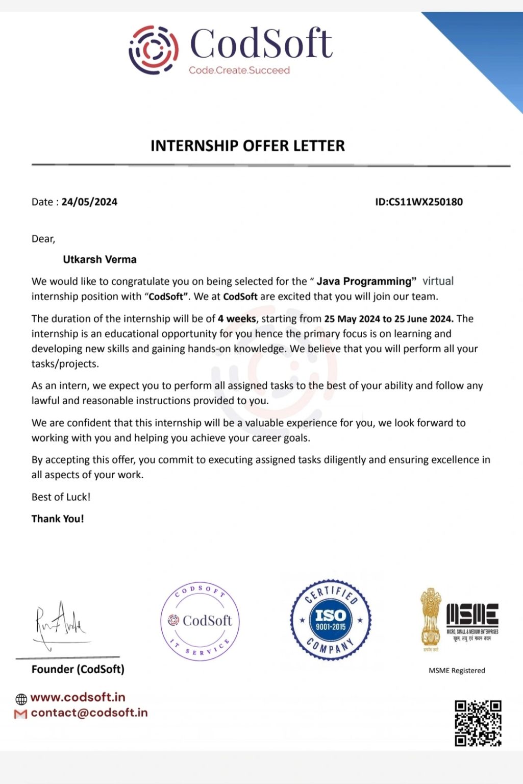 Utkarsh Verma on LinkedIn: #internship #codsoft Utkarsh Verma on LinkedIn: #internship #codsoft
