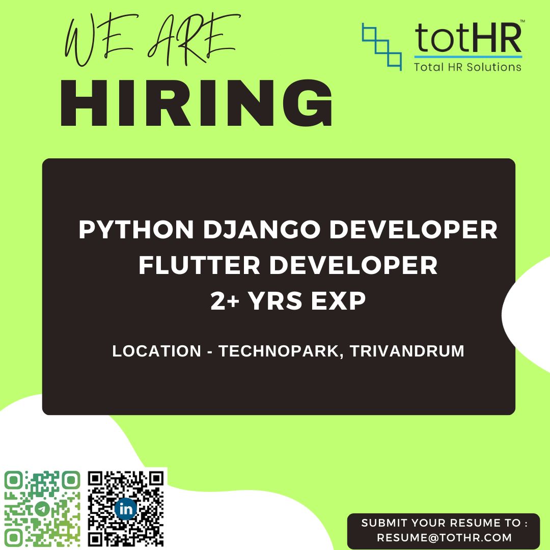 totHR on LinkedIn: #python #django #flutter #technopark #job # ... totHR on LinkedIn: #python #django #flutter #technopark #job # ...