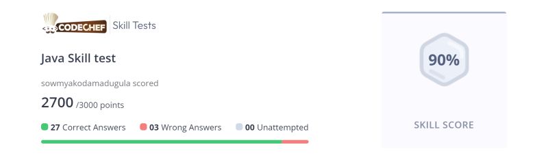 Sowmya kondamadugula on LinkedIn: #codechef #java #skilltest #codingjourney Sowmya kondamadugula on LinkedIn: #codechef #java #skilltest #codingjourney